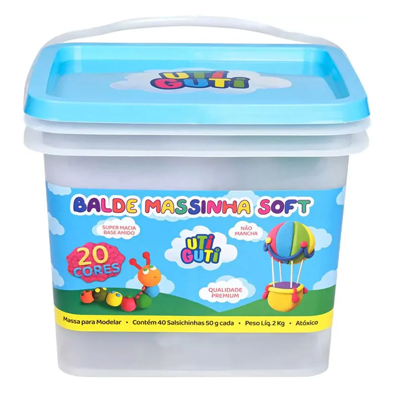 Massa de modelar Soft Utiguti Balde 2kg com 20 cores - Licyn - Escolar ...